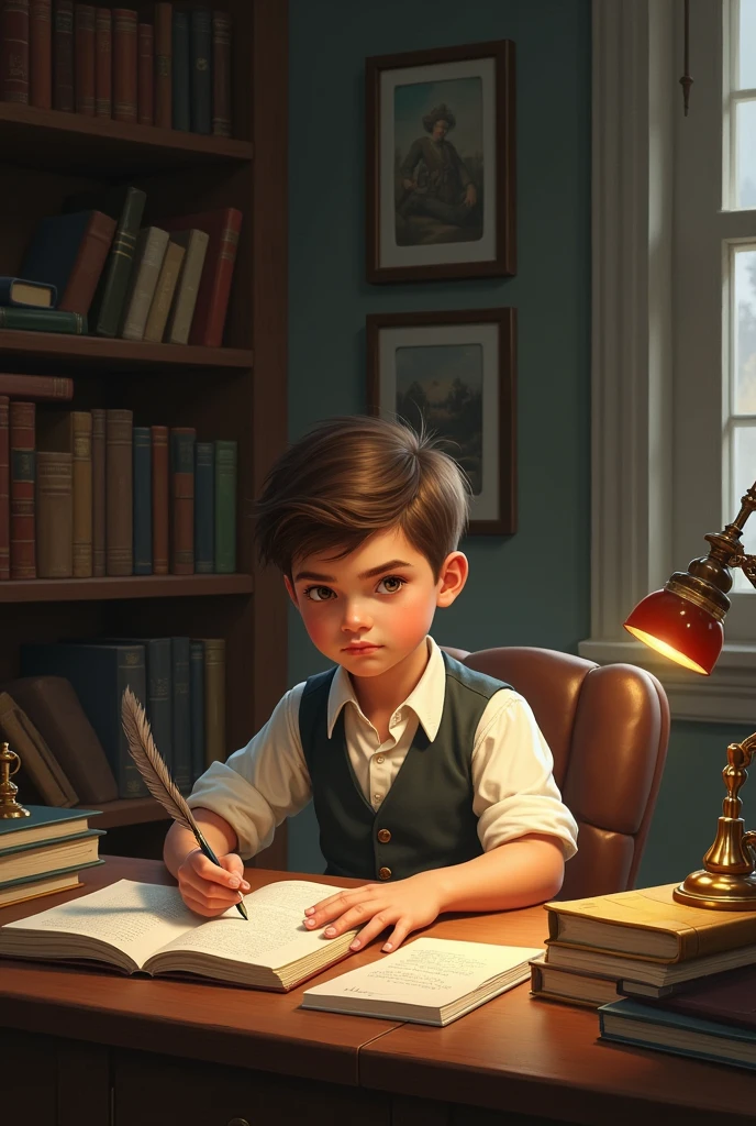 A boy studying - SeaArt AI