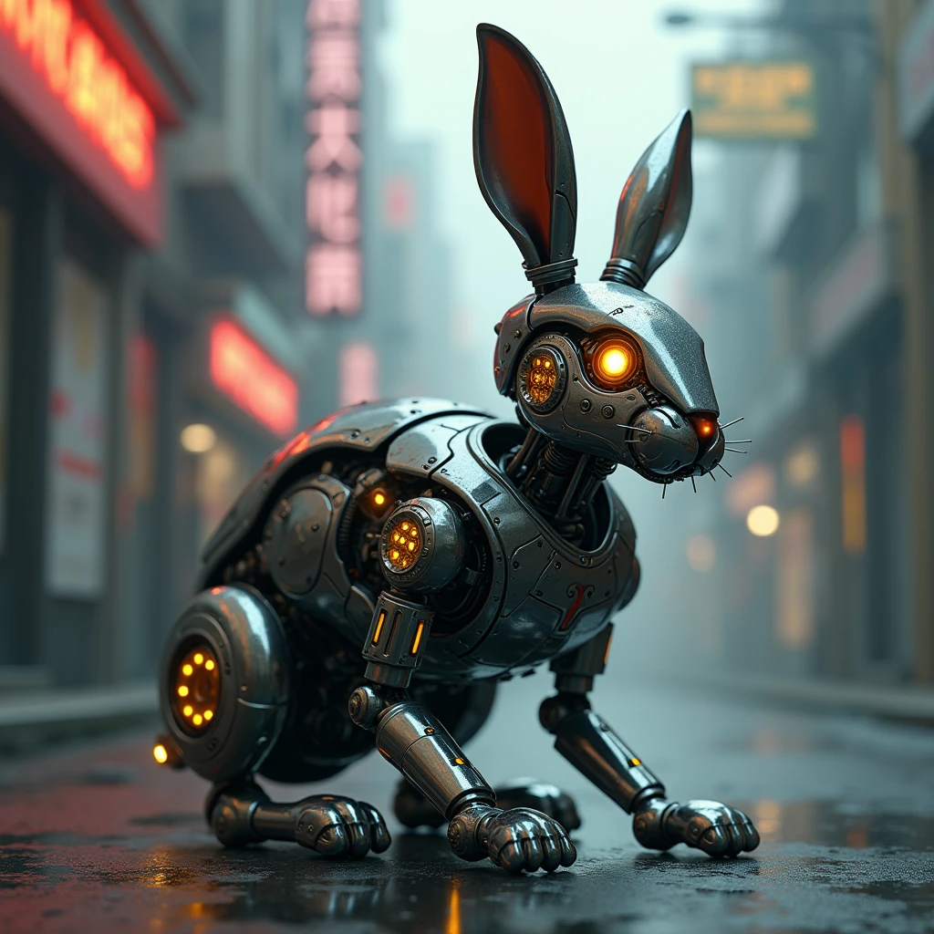 Mechanical Rabbit.，Cryptopunk style - SeaArt AI