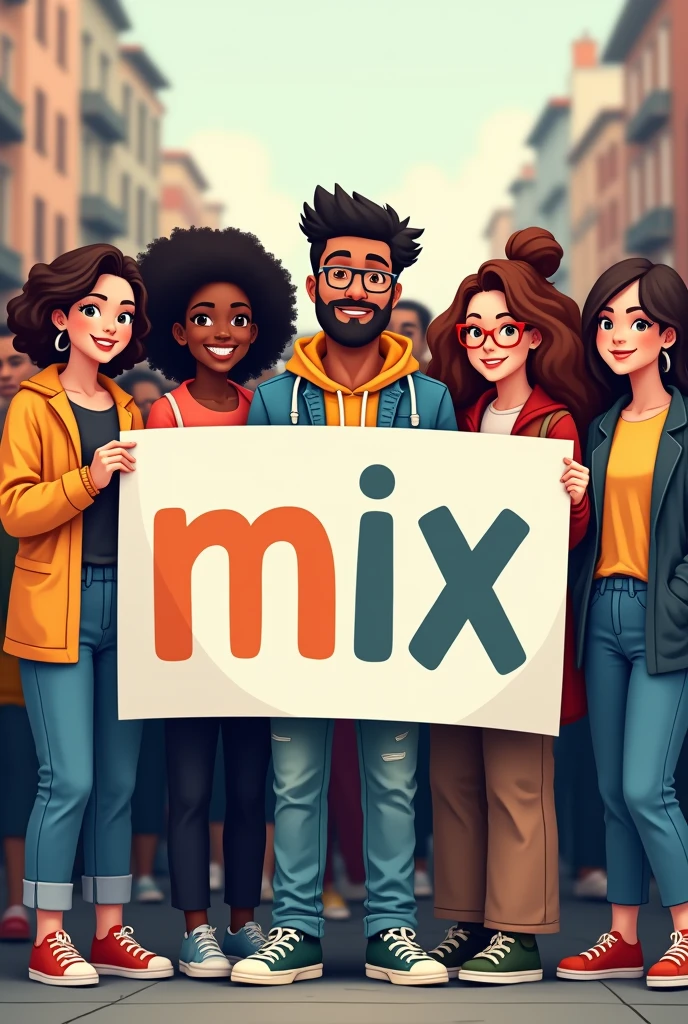 Peoples holding sign with the word: Mix lov - SeaArt AI