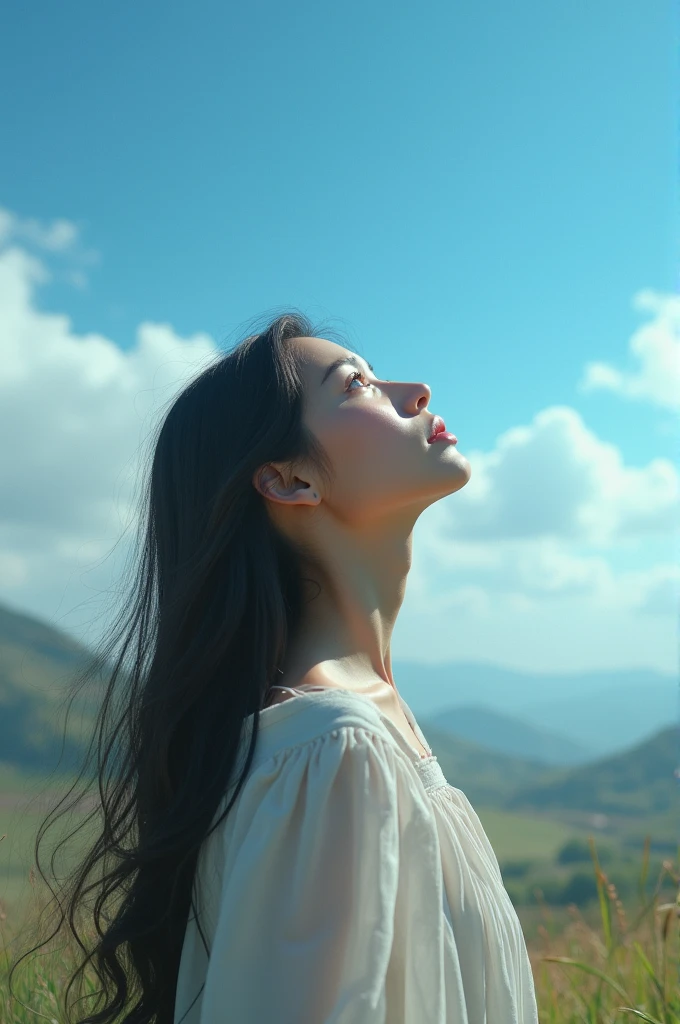 Beautiful girl for book cover, and the title is Loving the sky - SeaArt AI