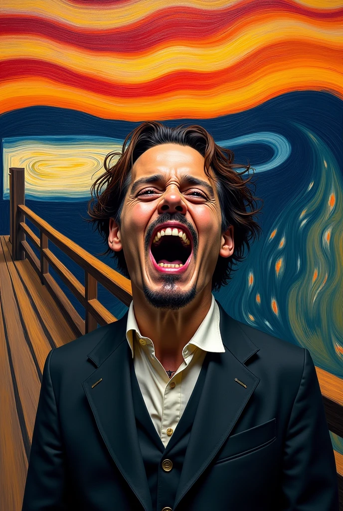 I created an image with Jonny Deep being the painting the scream ...