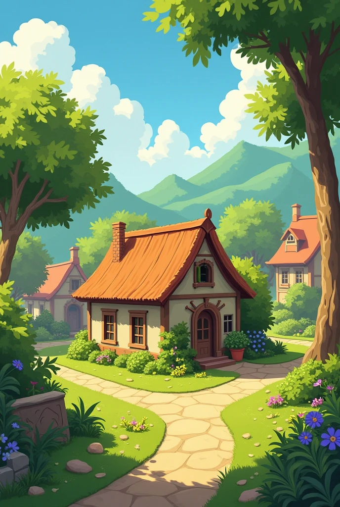 Scene 1: The Village Setting** - Illustration of a quaint village with ...
