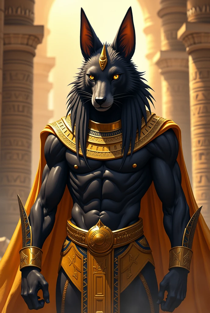 God Anubis, with an imposing appearance and pharaonic details - SeaArt AI