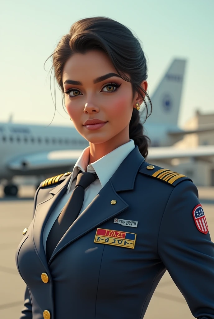 A indian lady pilot has a name batch which is named "Roshiya - SeaArt AI