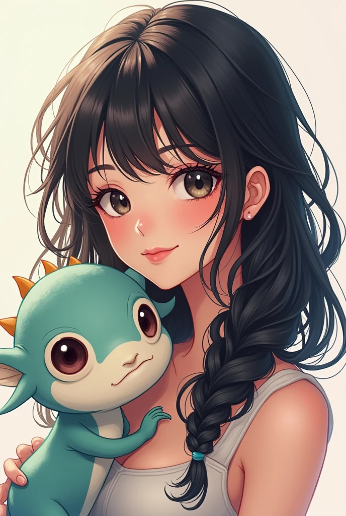 Very detailed anime art style, female, very detailed hair, dark hair ...