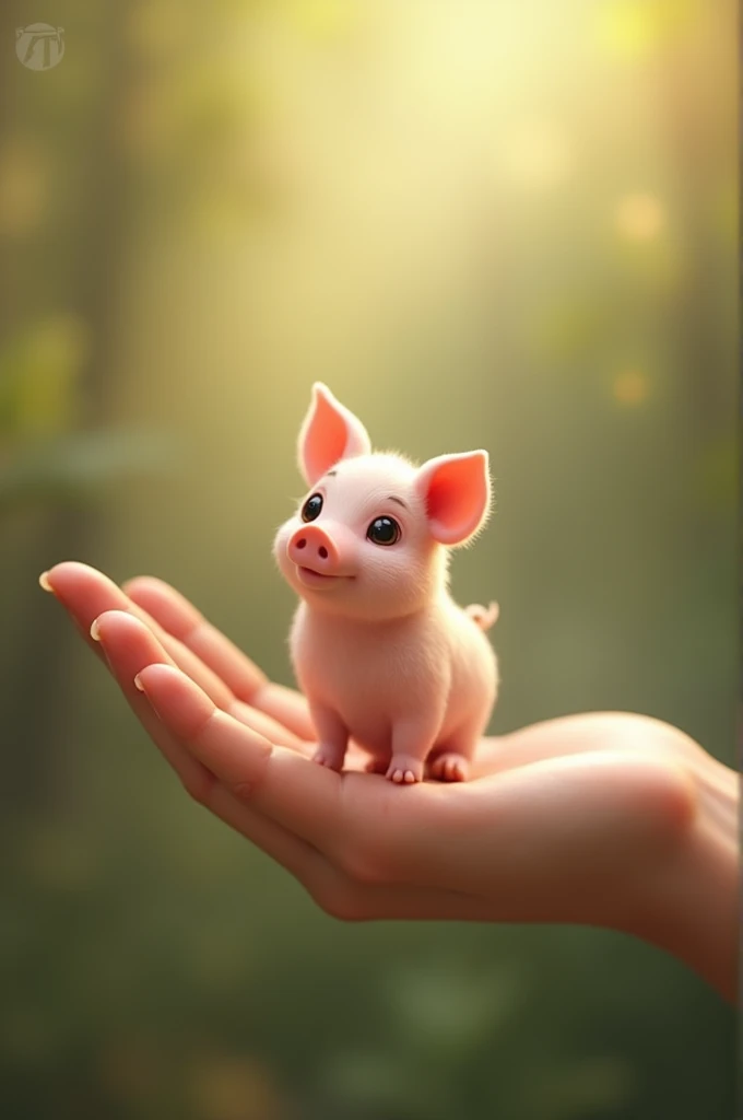 Create a video of a tiny pig standing on the palm of a human and ...