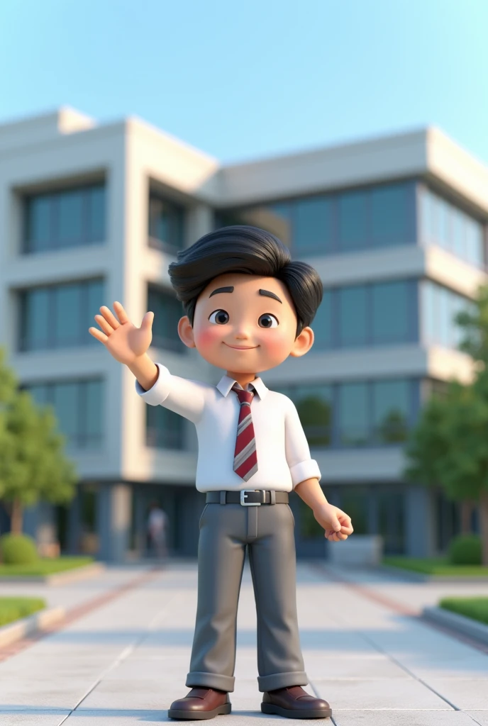 A standing front of M2 GRAMMAR SCHOOL building wearing school uniform ...