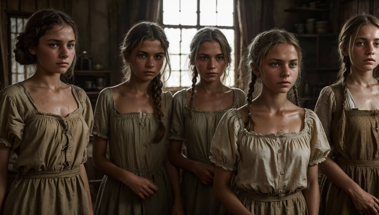 Russian serf girls of forced labor 19 century hard labor in the manor ...