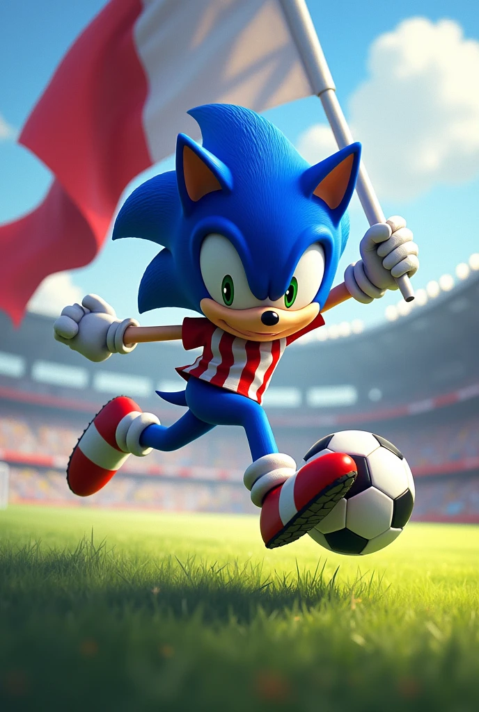 Sonic soccer player with a flag - SeaArt AI