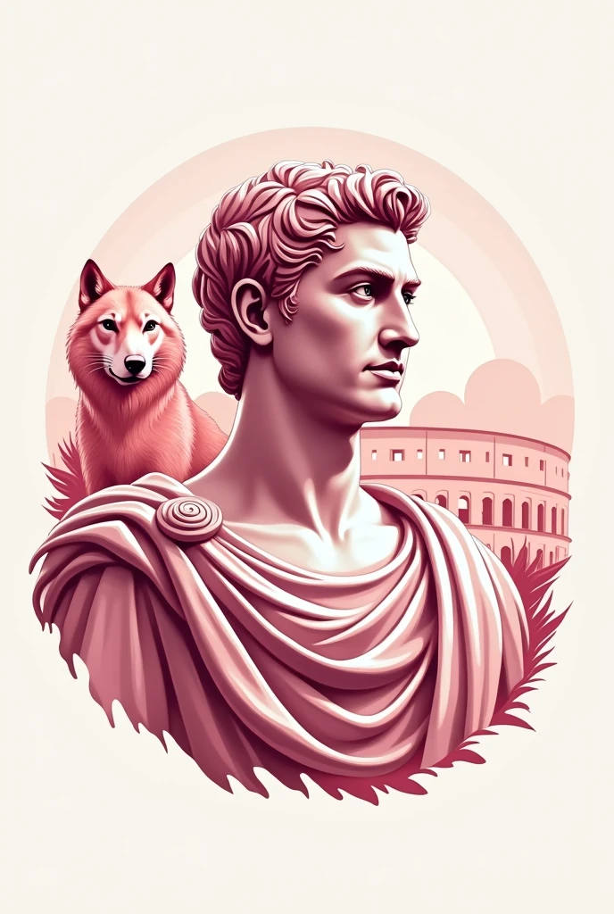 A logo that has the coliseum, Capitoline Wolf and Julius Caesar - SeaArt AI