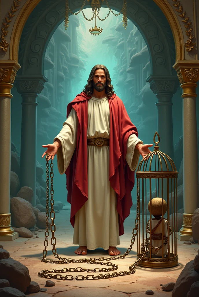Disney Pixar image of Jesus around a cage with a person inside full of ...