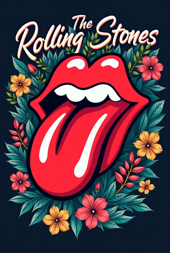 logo of rolling stones. Letter rolling stones. Flowers background ...