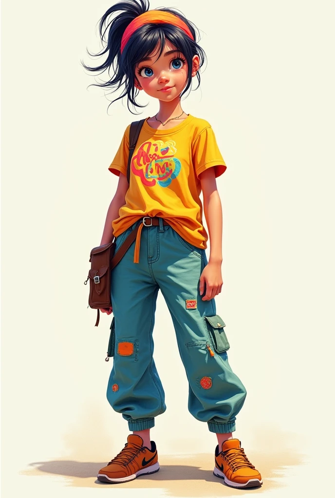Clothing:T-Shirt: A very oversized T-shirt with a bold, colorful design ...