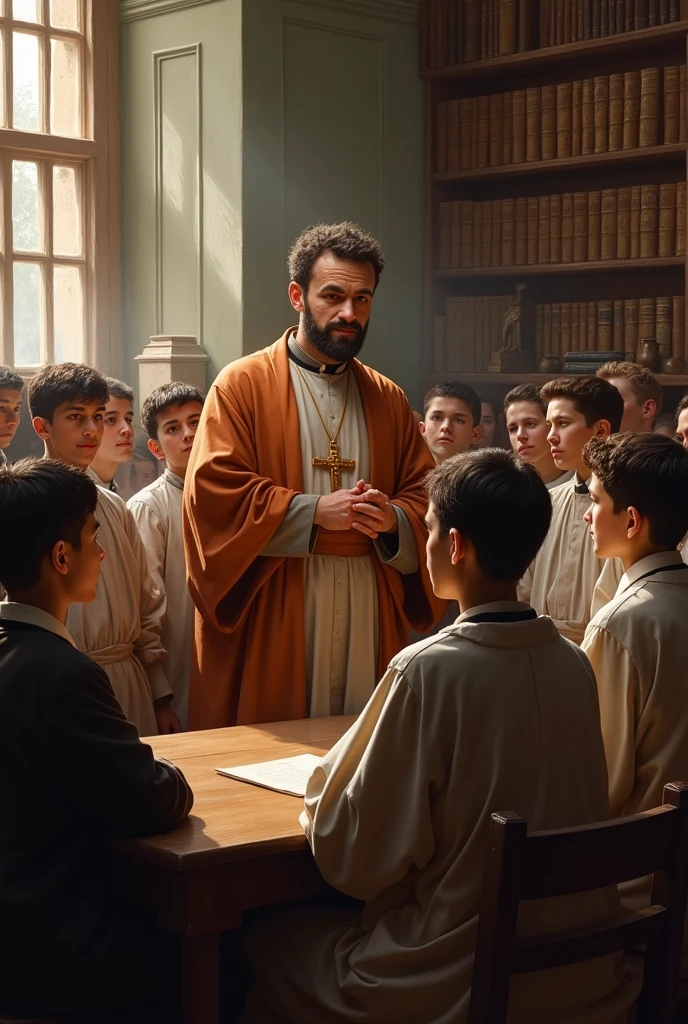 Don Bosco the Enlightened One teaching young people - SeaArt AI