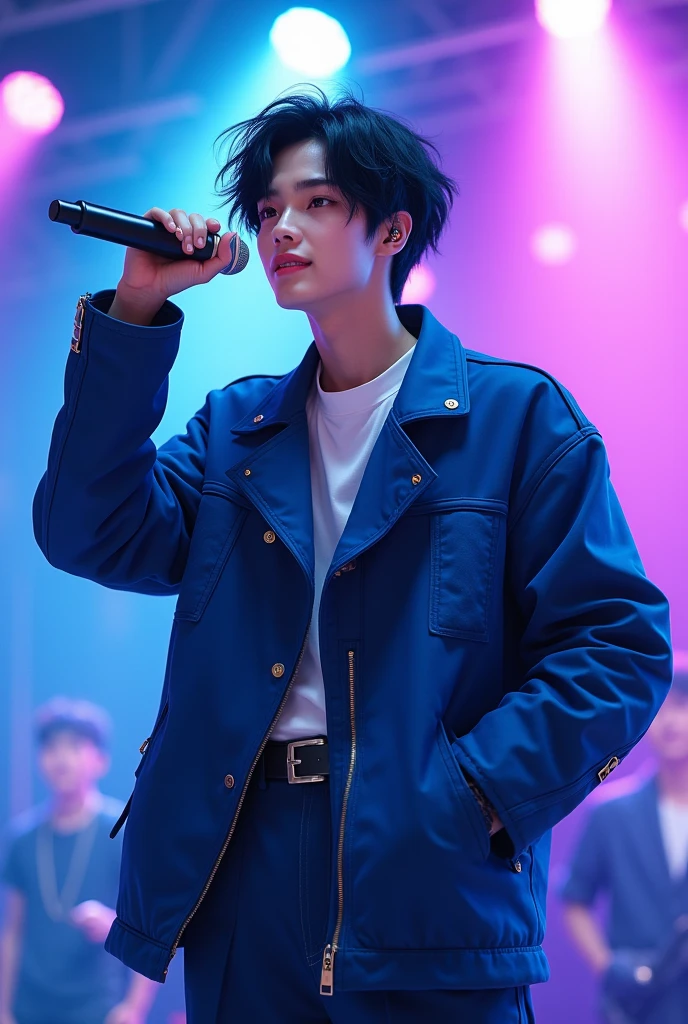Create a male singer, with eyes and eyelashes like Gojo's - SeaArt AI