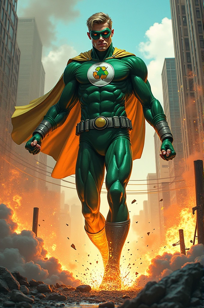 A recycling superhero who puts out fires - SeaArt AI