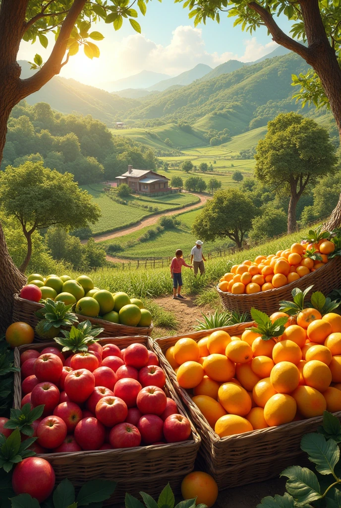 Fruit and vegetable farm, apple, mango - SeaArt AI