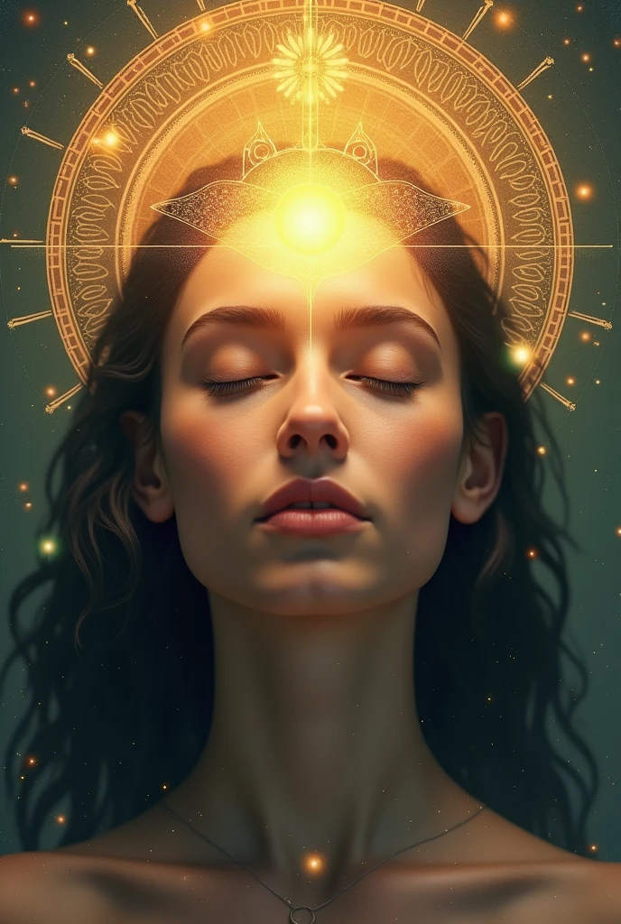 Create a highly detailed and radiant image of a glowing third eye in ...
