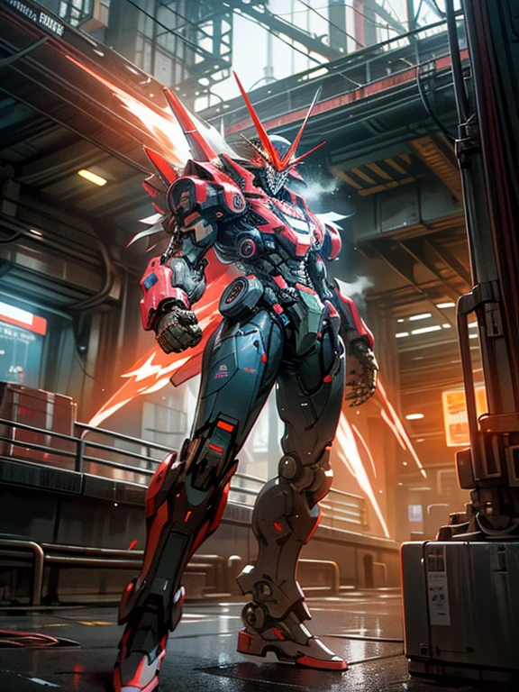 (from below), full body, giant robot, Rocket Punch,((Late Night - SeaArt AI