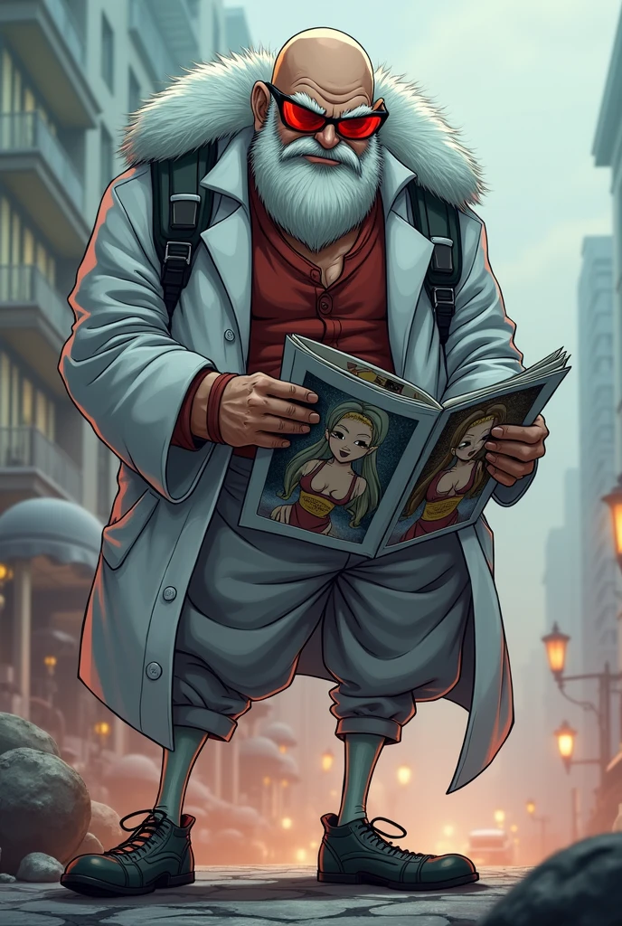 A comical cartoon-Akira-Toriyama-style drawing of Muten Roshi - SeaArt AI