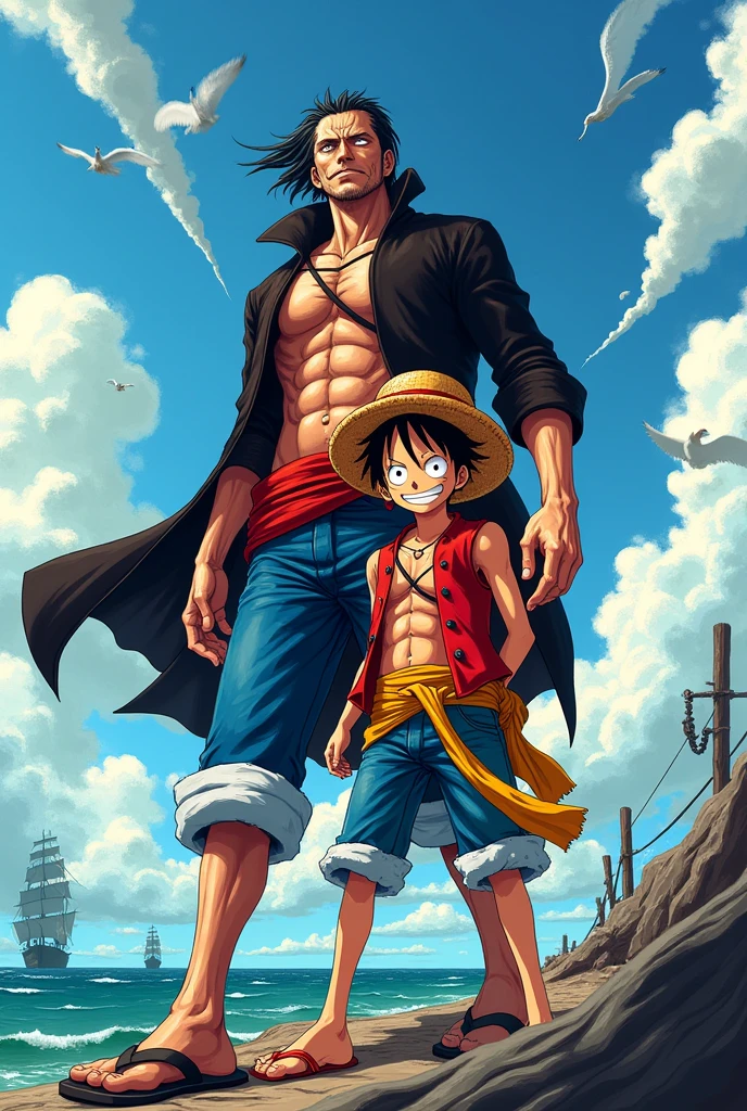 Create a written text for me Estevão, and luffy behind one piece ...