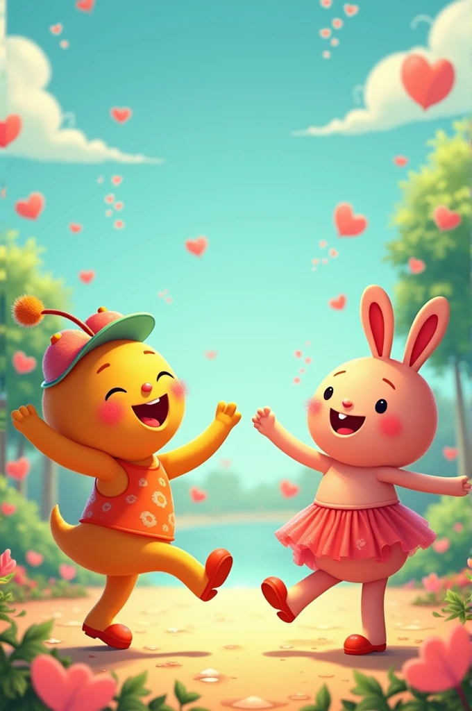 Create a cute and childish animation about a form of saying hello with ...