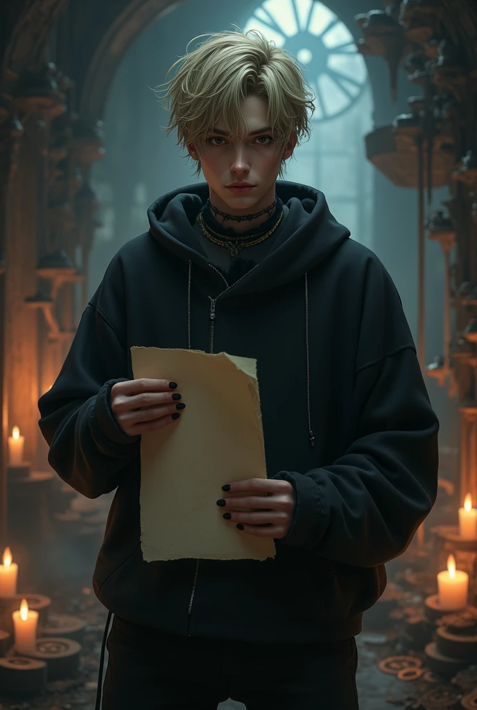 Dark-haired man with short blonde hair and black gears,Goth,loose ...