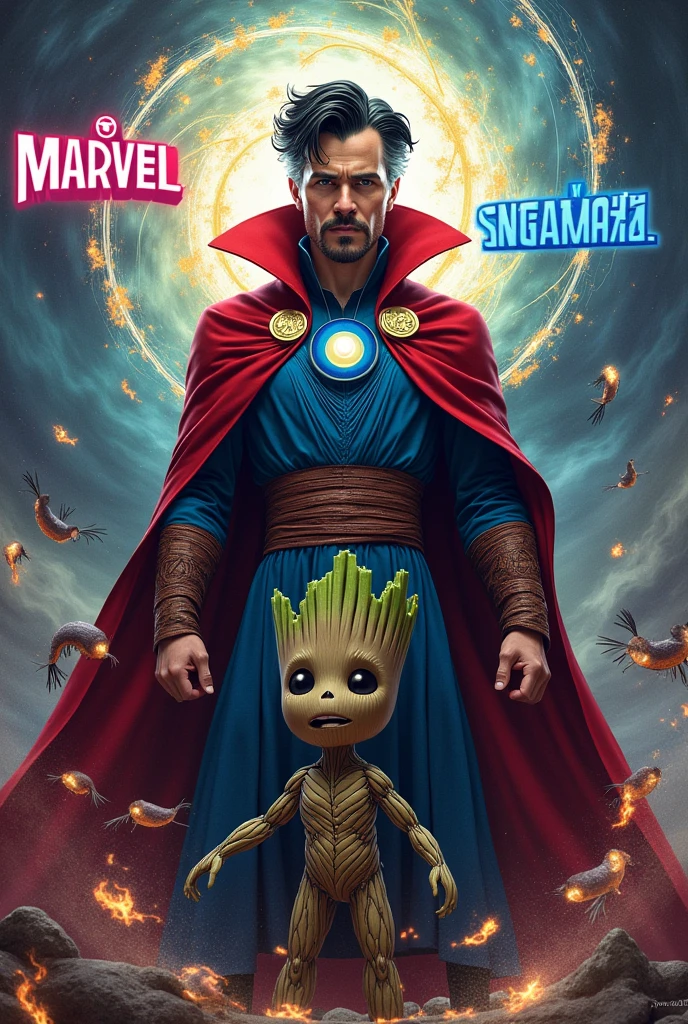 Dr Strange and baby Groot , written the words “ Mad Groot and Mad ...