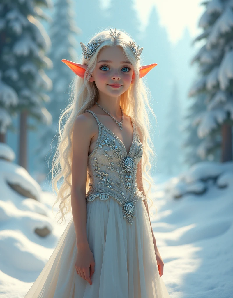 Elf girl,1 girl, delicate facial features, happy expression, bright ...