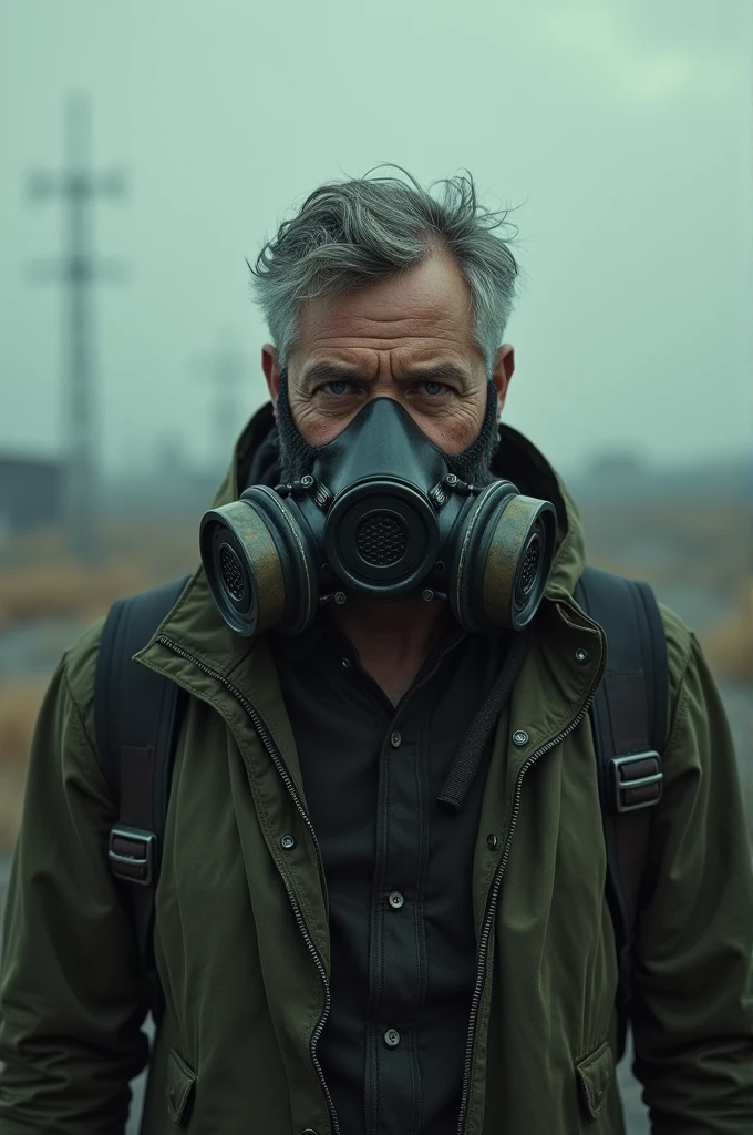 A deaf man with a gas mask - SeaArt AI