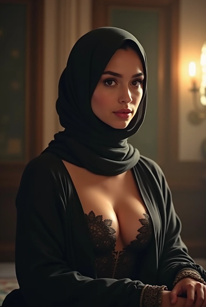 Girls clear boobs show hijab - SeaArt AI