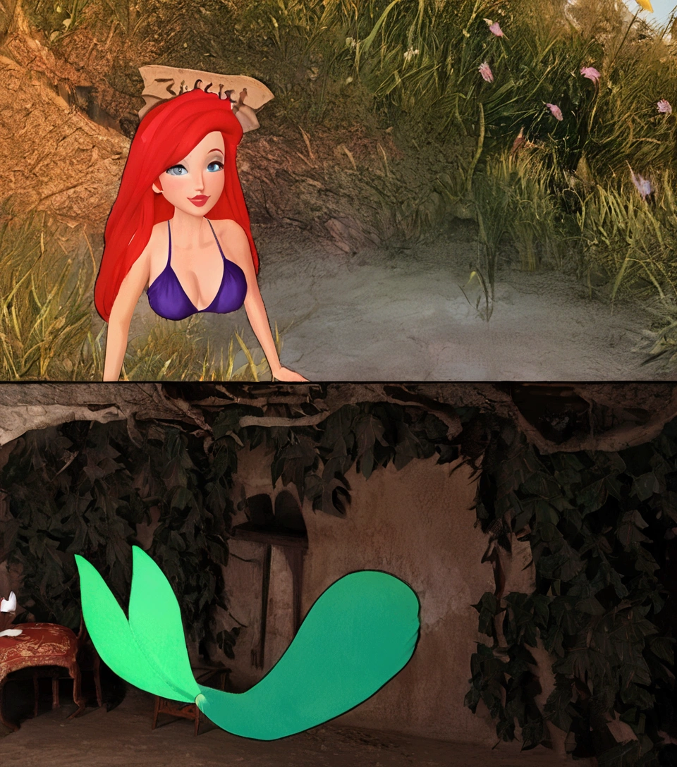 Princess Ariel Stuck In Rabbit's Front Door - SeaArt AI