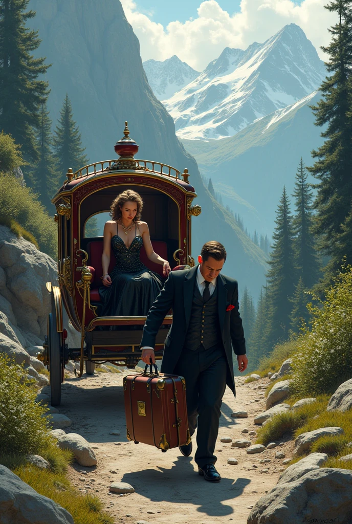 Sexy millionaire woman forces her butler to walk up a mountain with her ...