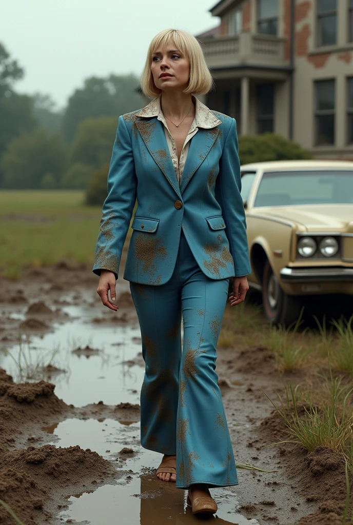 (photorealism:1.2), Dirty fully covered of mud and manure wet hair ...