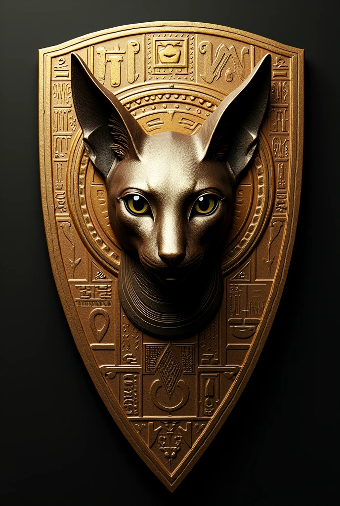 The image depicts a Bastet shield - SeaArt AI