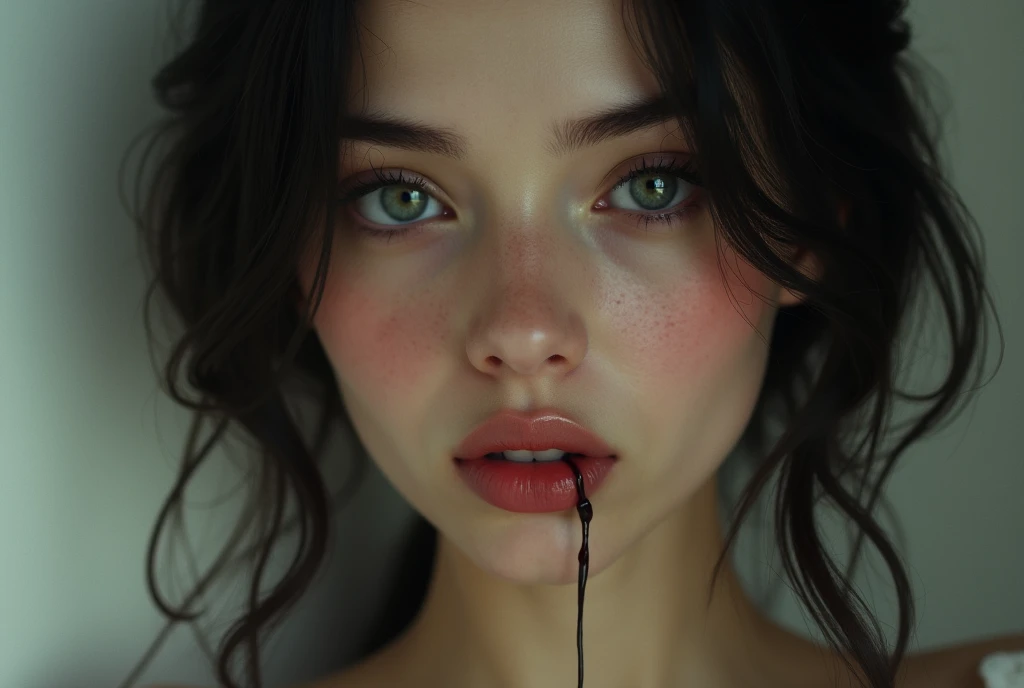 Beautiful woman,Drooling from the mouth, Open your mouth a little ...