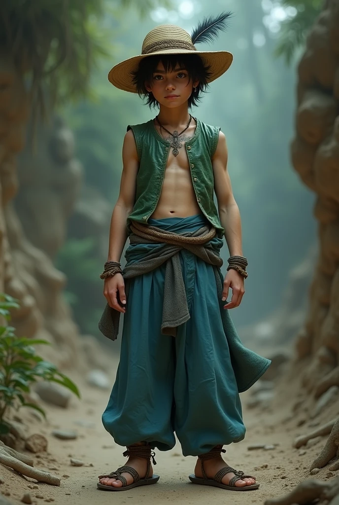 Make a male qareen with characteristics: blue arabic wide pants - SeaArt AI