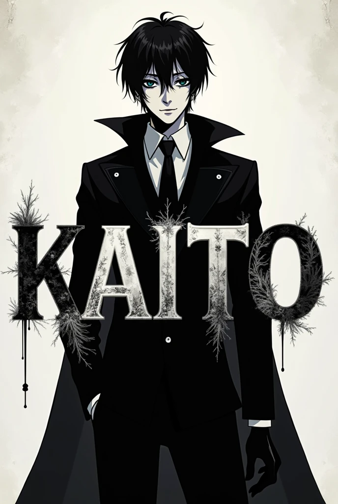 Make a text that says "Kaito" without the quotation marks, black rocker ...