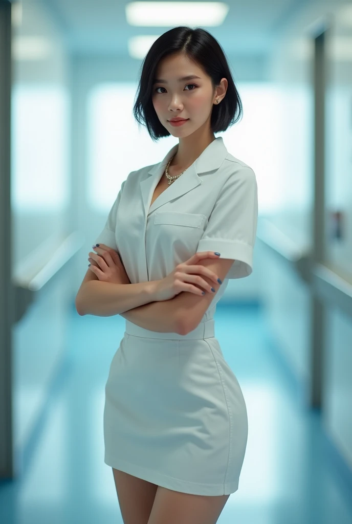 Nurse Beauty short hair mini skirt - SeaArt AI