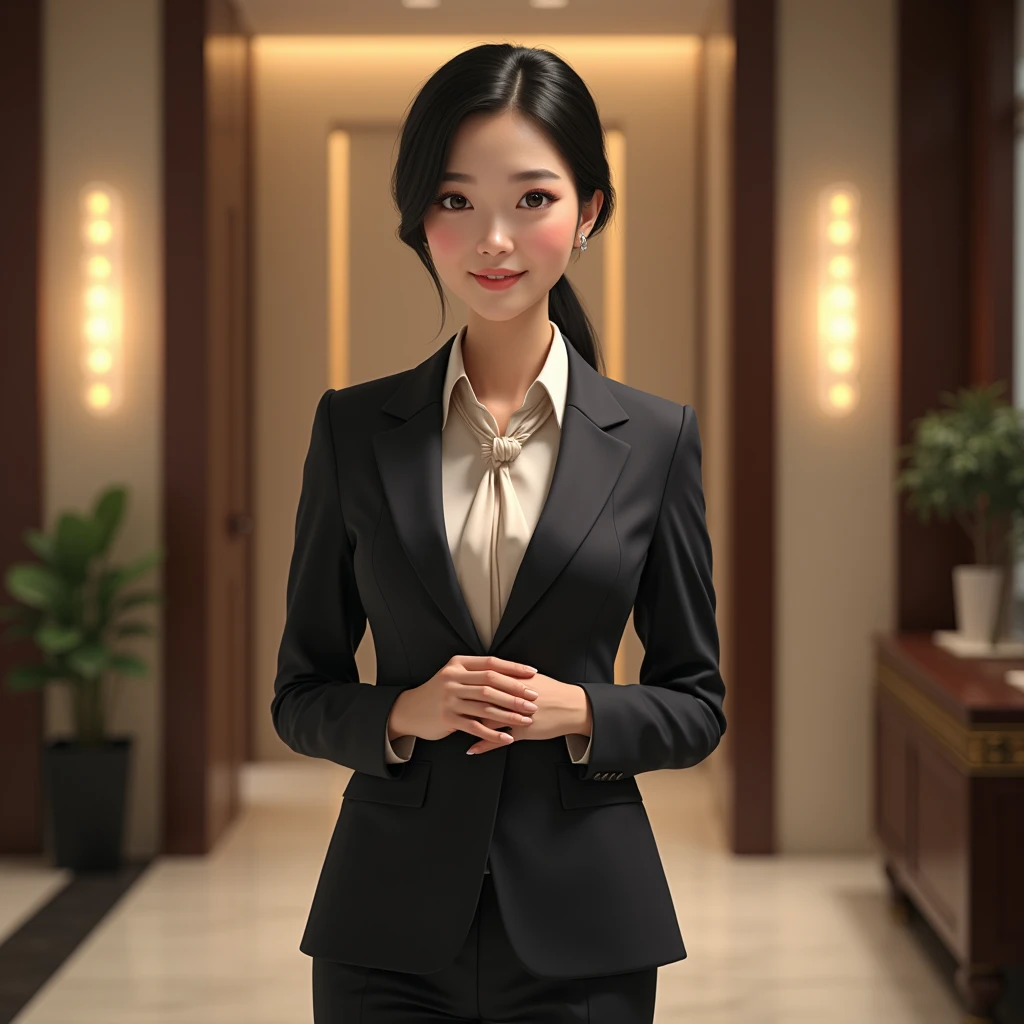 Please make the Japanese female concierge dressed like a real human in ...