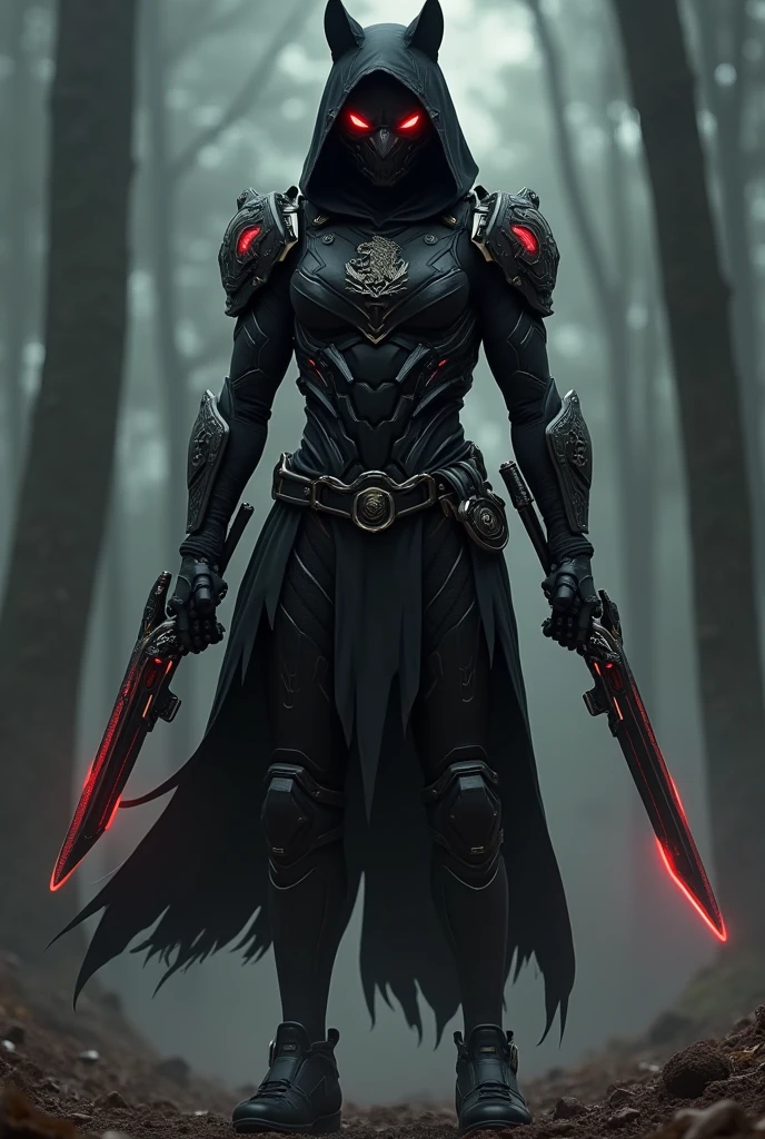 The character is standing in a defiant position in a dark environment ...