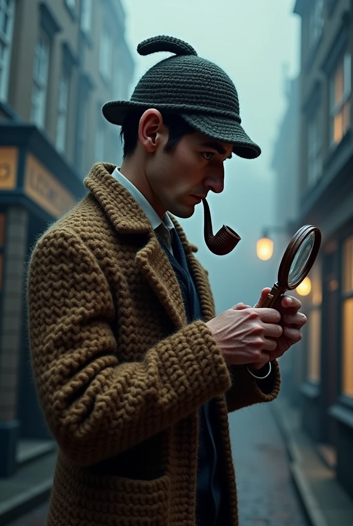 **Create Image** of Sherlock Holmes by yarn crochet with a pipe in his ...