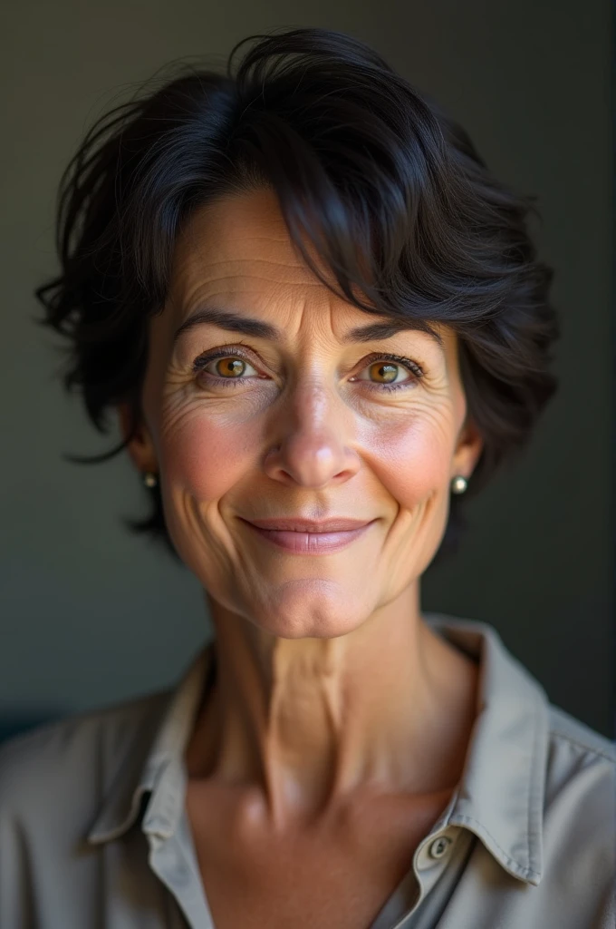 Woman early 50s short DARK hair - SeaArt AI