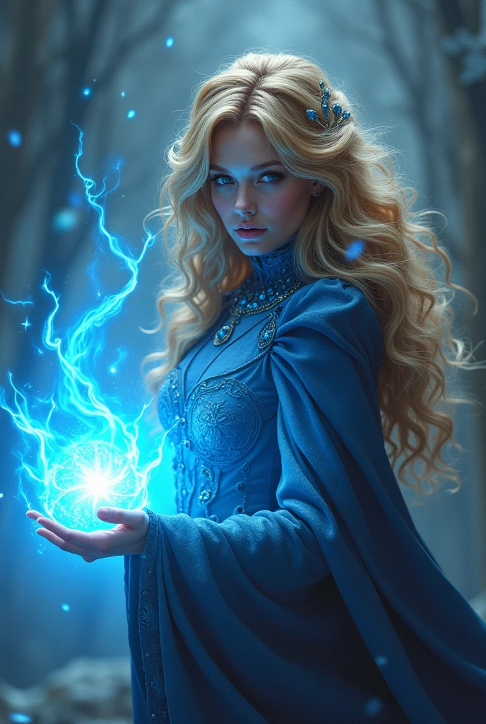 High digital art of a beautiful sorceress with golden hair with ...