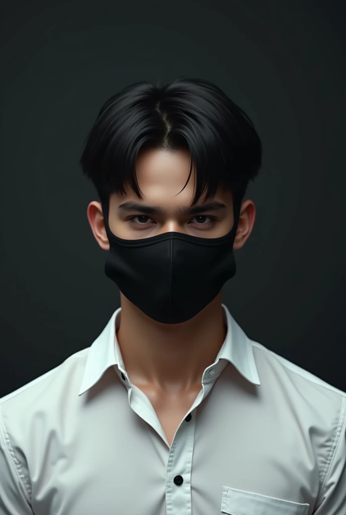 A young man of 20 years old, thin, looking very serious, wearing a ...