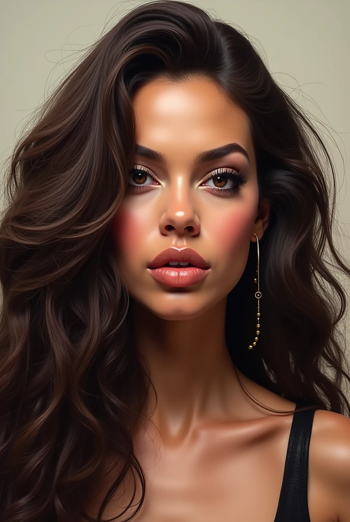 Create a Shakira with more hair and fuller lips and small eyes - SeaArt AI