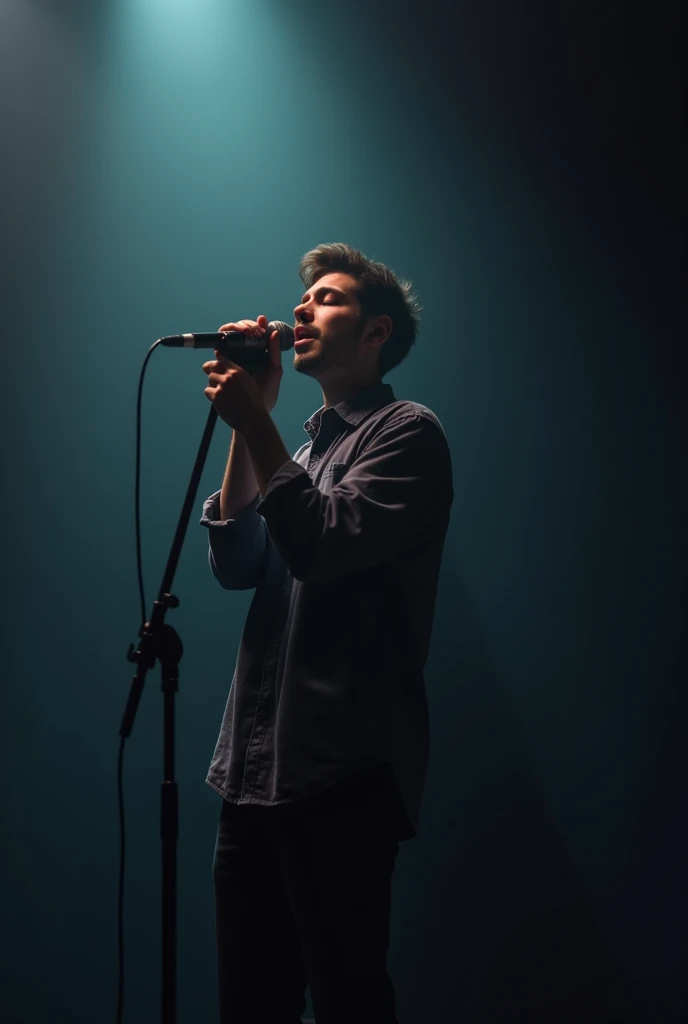 "A young man sings a pop rock song, his voice filled with emotion ...