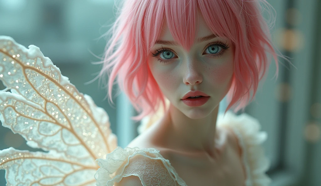 1 Realistic fairy wax woman, mechanical limbs, Deep silver perfect eyes ...