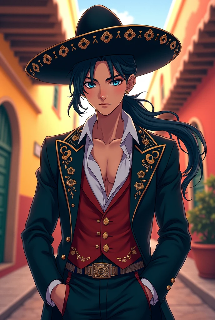 Seiya Kou anime boy with blue eyes, Long black hair with low ponytail ...