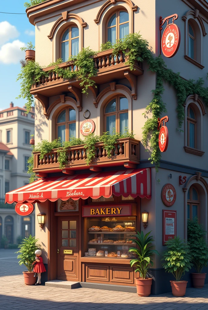 Image of a bakery from the outside that is on the second floor and has ...